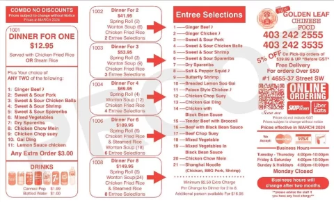 Golden Leaf Chinese Food | Online Order | Calgary | AB